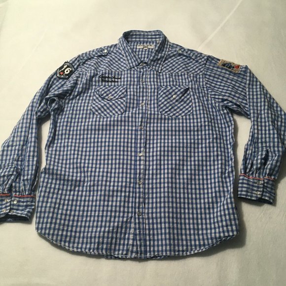 Jordan Craig | Shirts | Emcee Shirt Men Xl Blue Check Plaid Snap Button ...